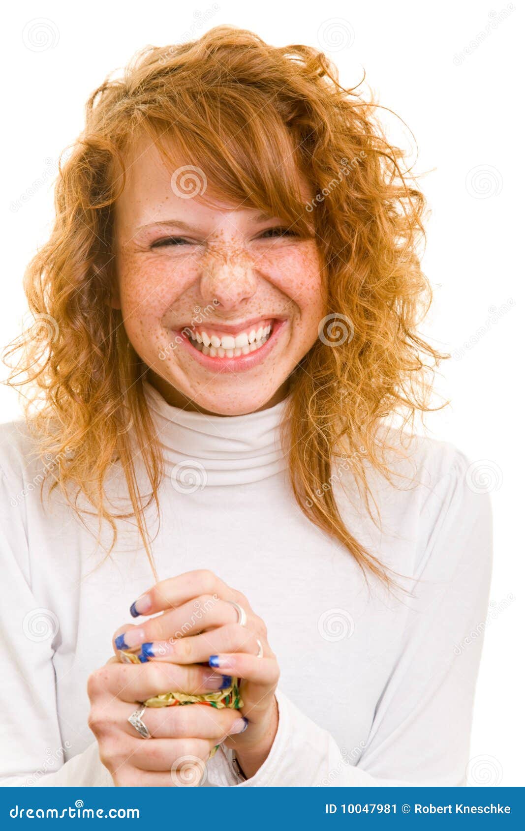 Grining with Wrapping Paper Stock Image - Image of christmas, redhead ...