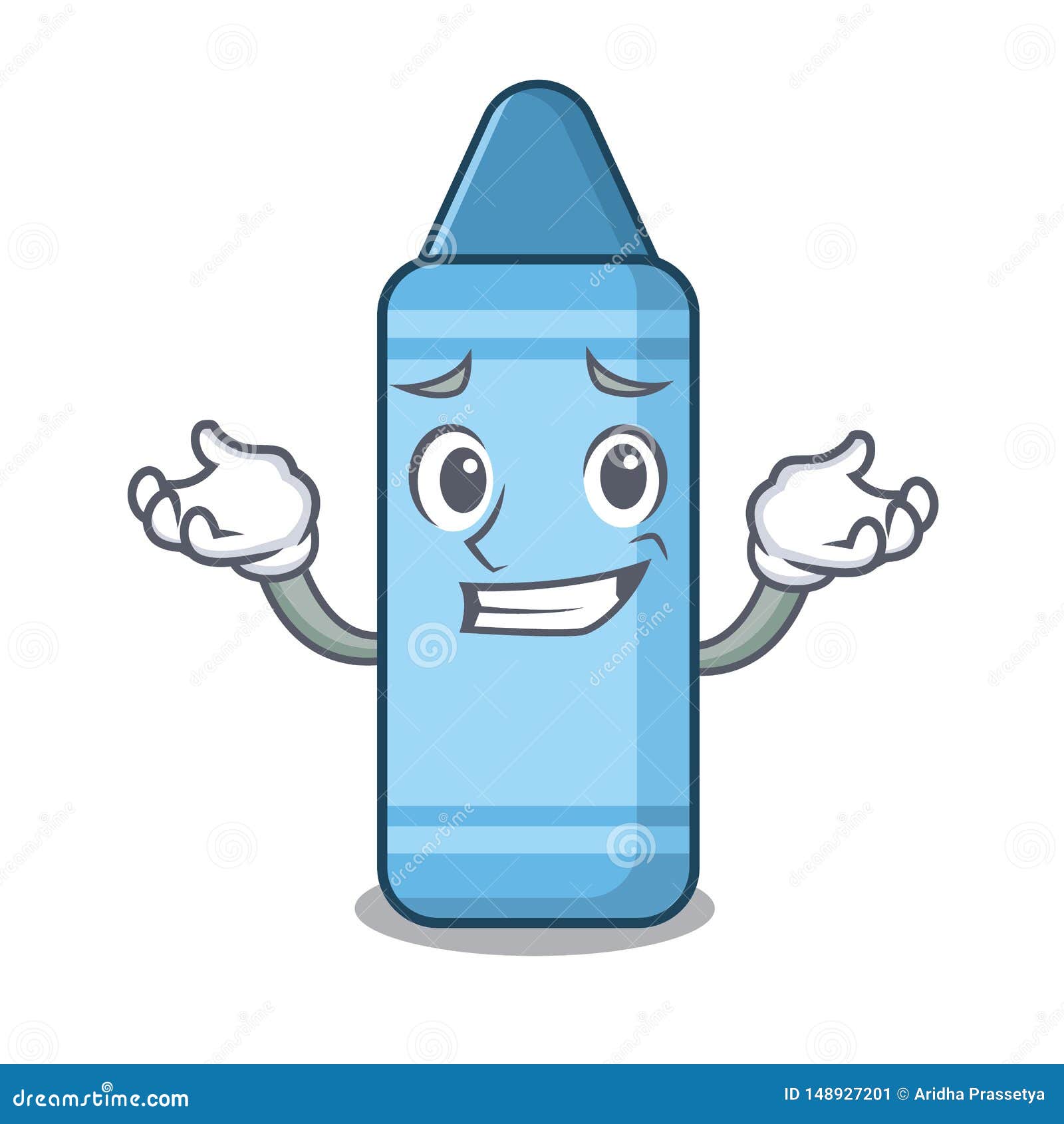 Grinning Blue Crayon in the Cartoon Column Stock Vector - Illustration ...