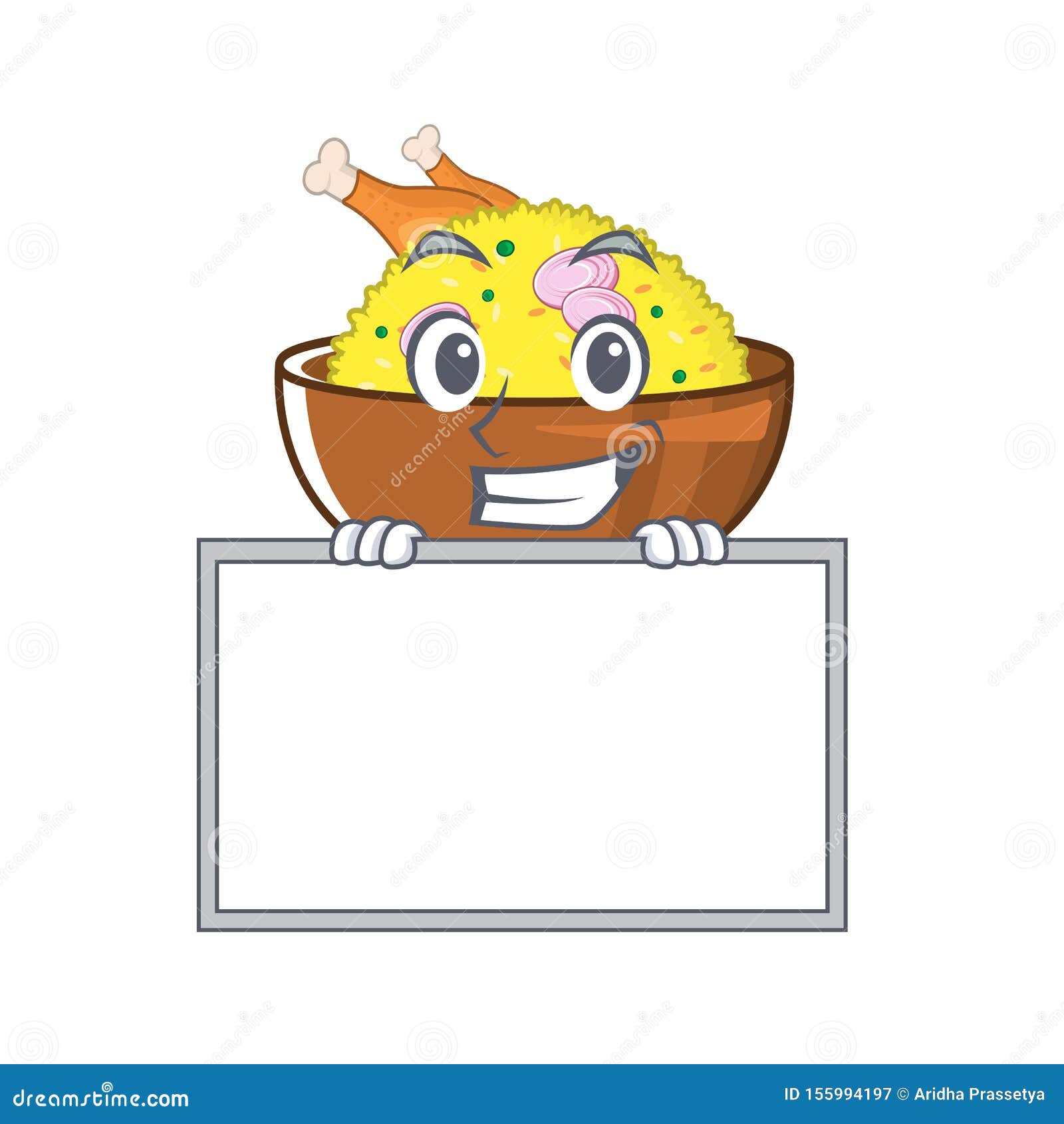 Grinning with Board Biryani Chicken Above the Cartoon Plate Stock ...