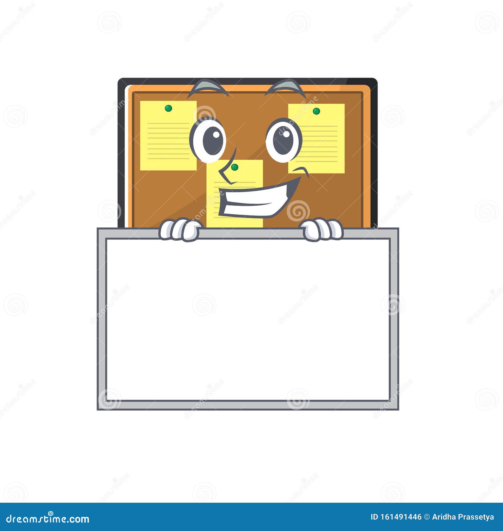 Grinning with Board Bulletin Board with the Cartoon Shape Stock Vector ...