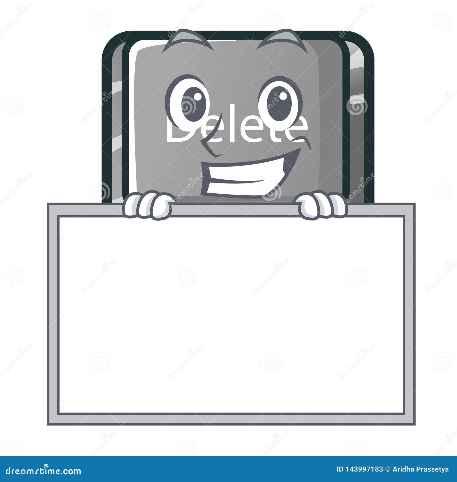 Grinning with Board Button Delete Isolated with the Character Stock ...
