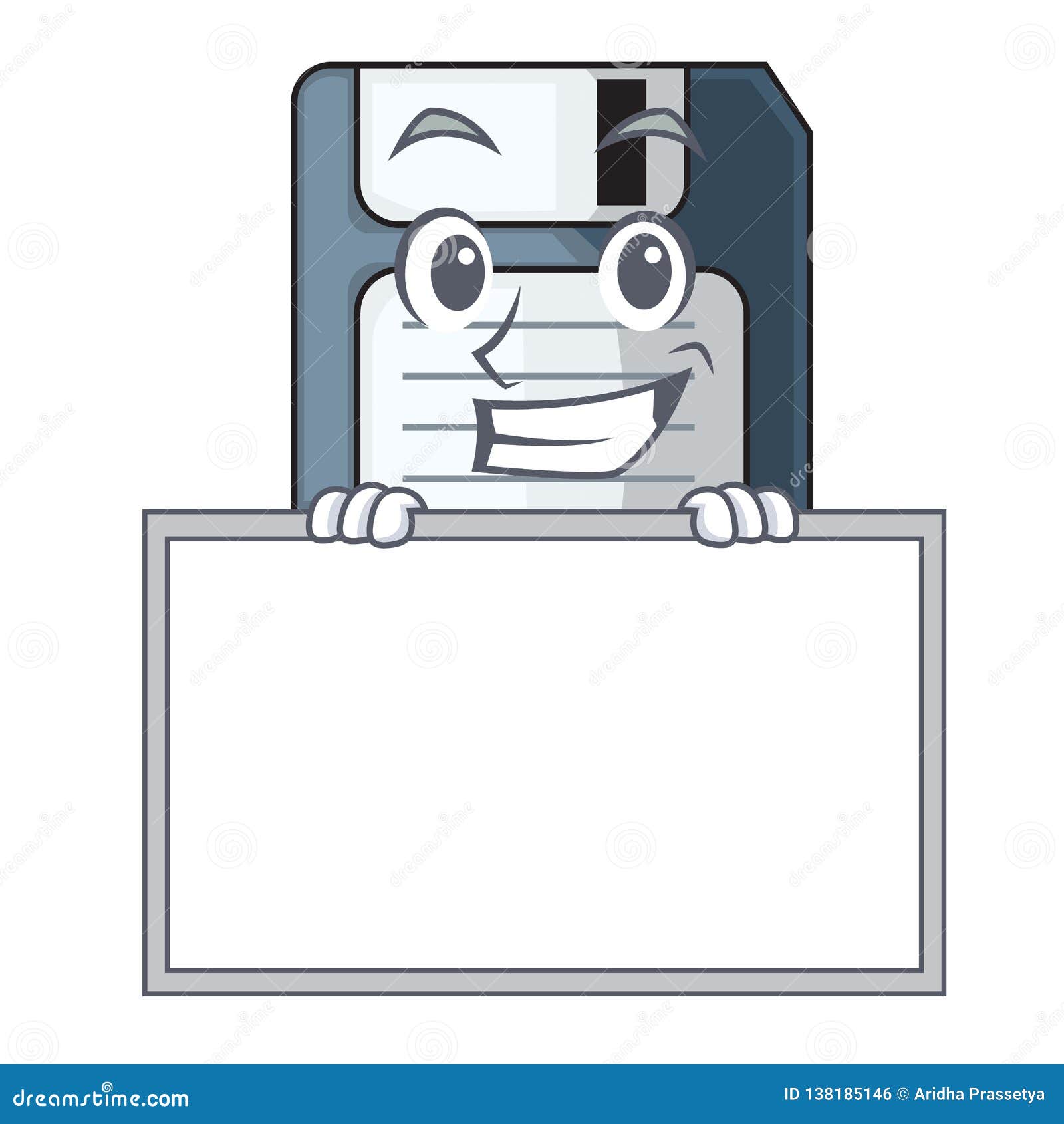 Grinning with Board Cartoon Shape in the Floppy Disk Stock Vector ...