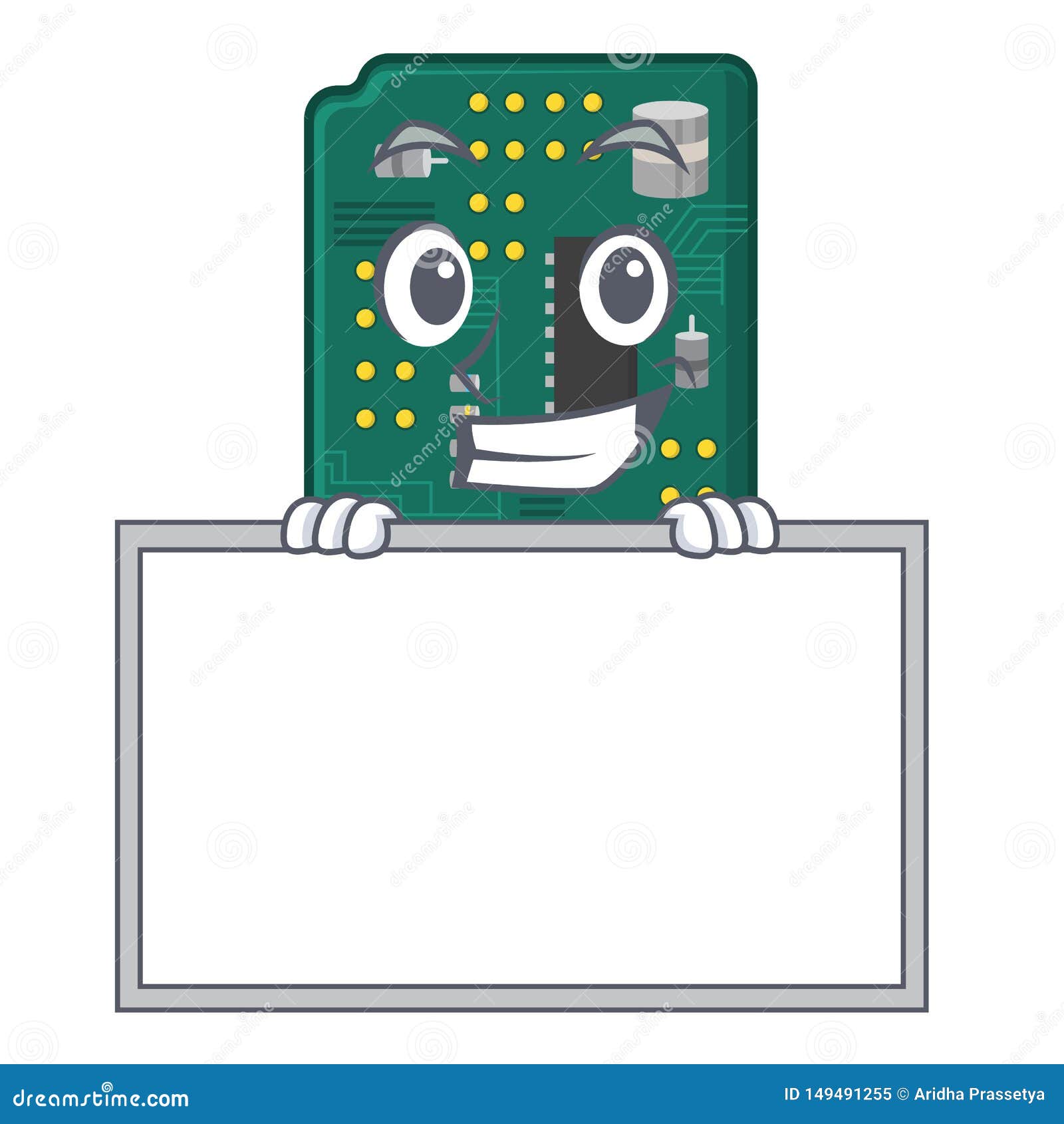 Grinning with Board Circuit Board Pcb Isolated with Mascot Stock Vector ...