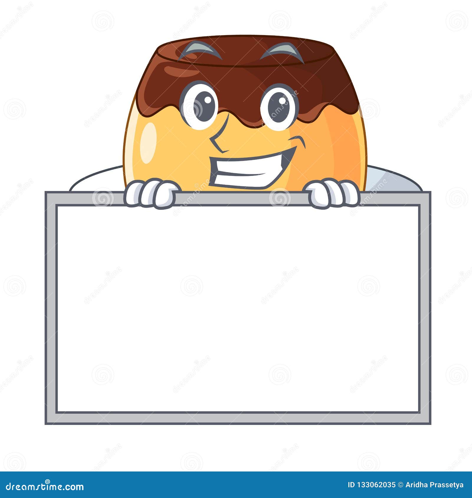 Grinning With Board Delicious Chocolate Pudding With On Cartoon ...