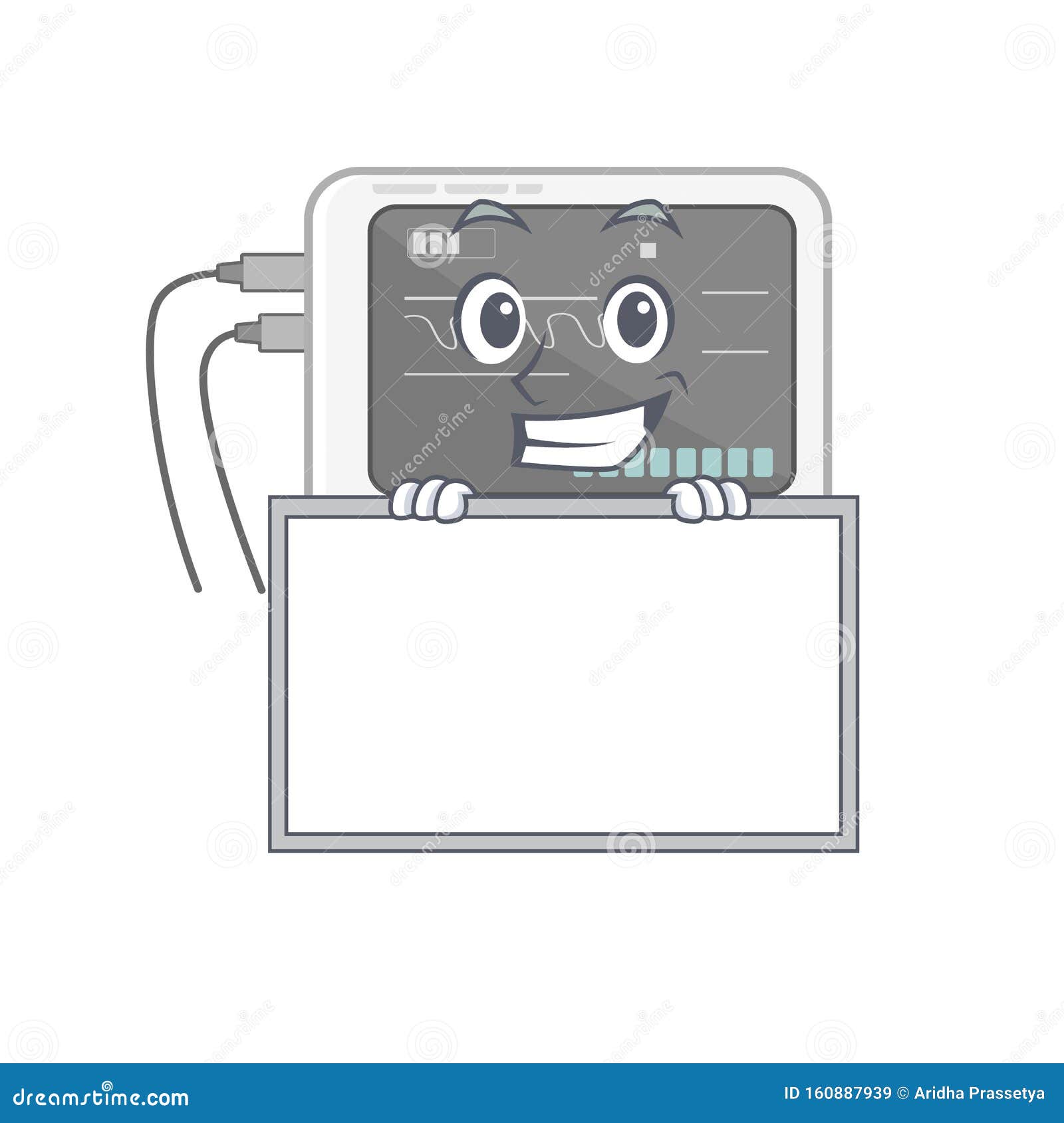 Grinning with Board Ecg Machine Cartoon with the Character Stock Vector ...