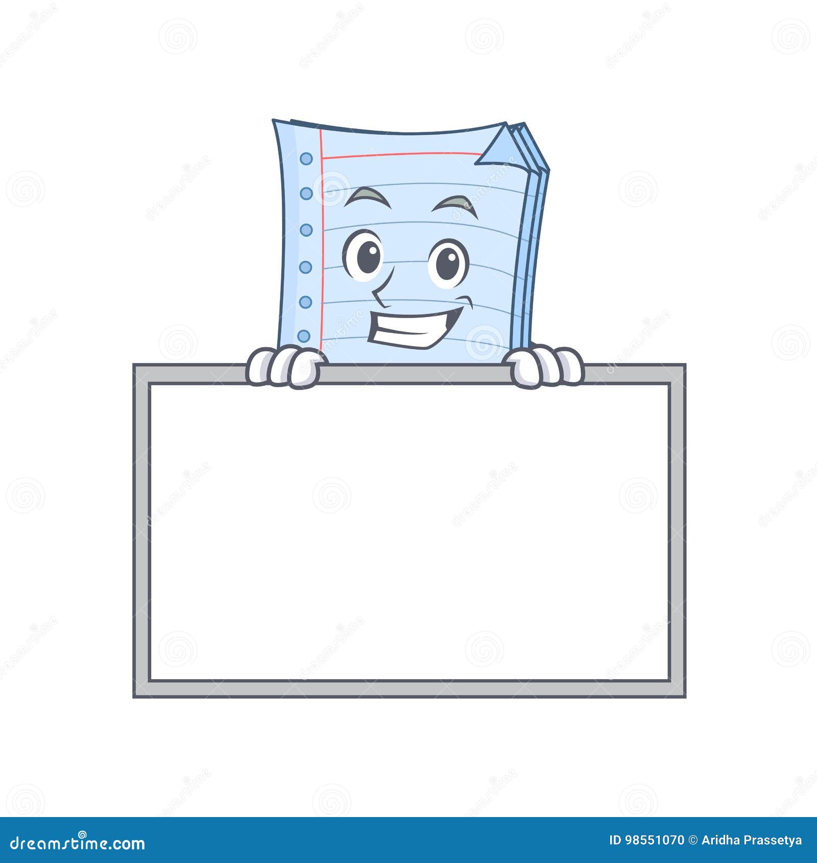 Grinning with Board Notebook Character Cartoon Style Stock Vector ...