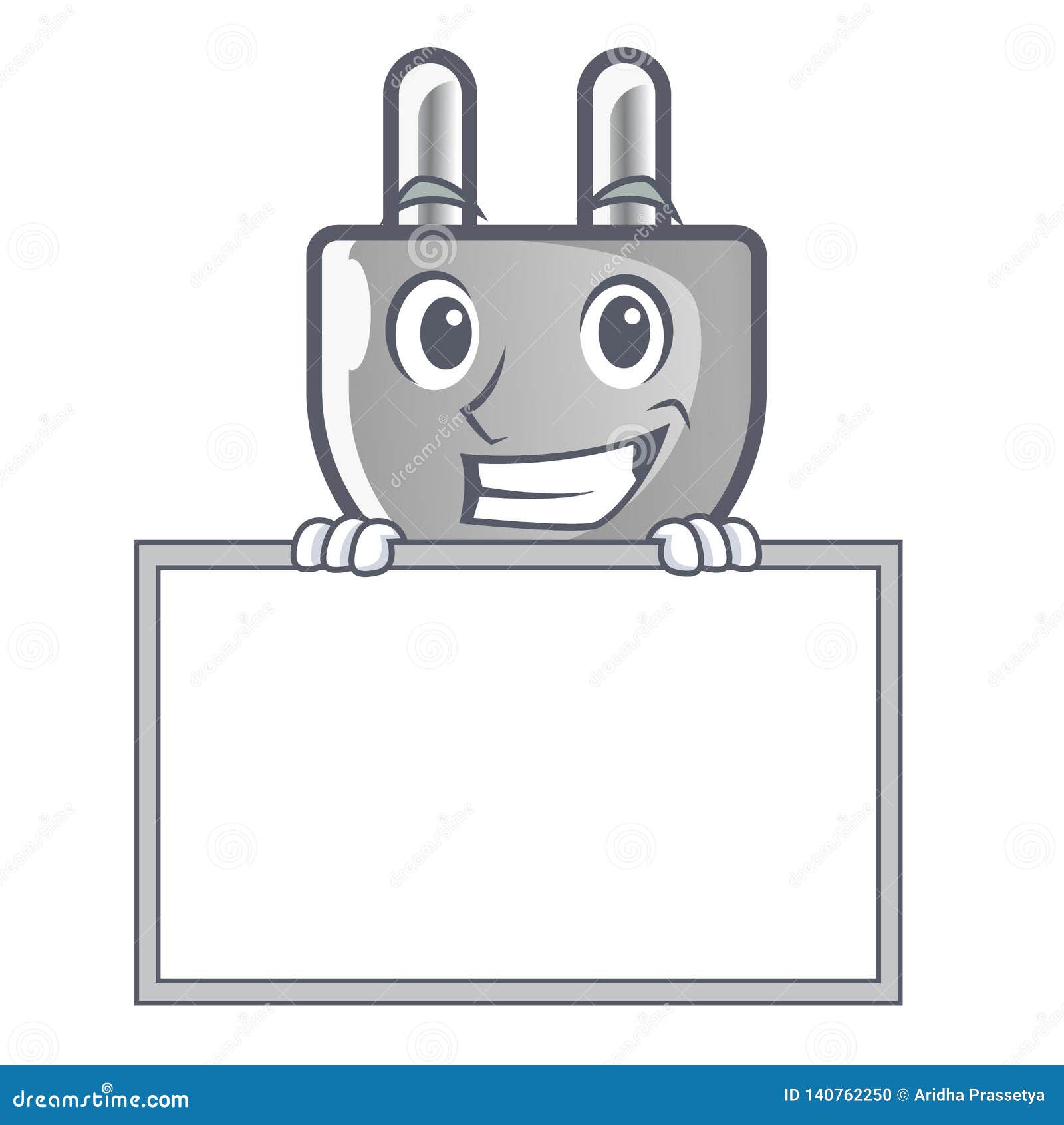Grinning with Board Power Plug Stuck the Cartoon Wall Stock Vector ...