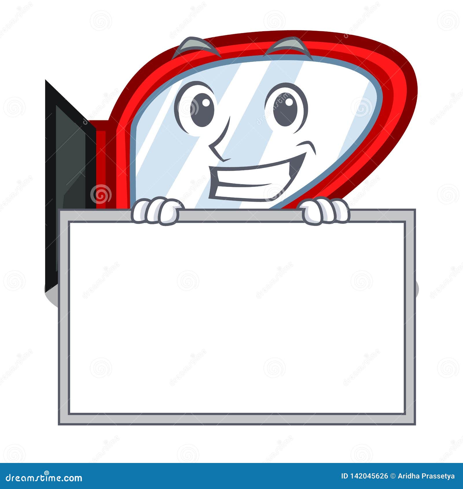 Grinning with Board Side Mirror Isolated with the Character Stock ...