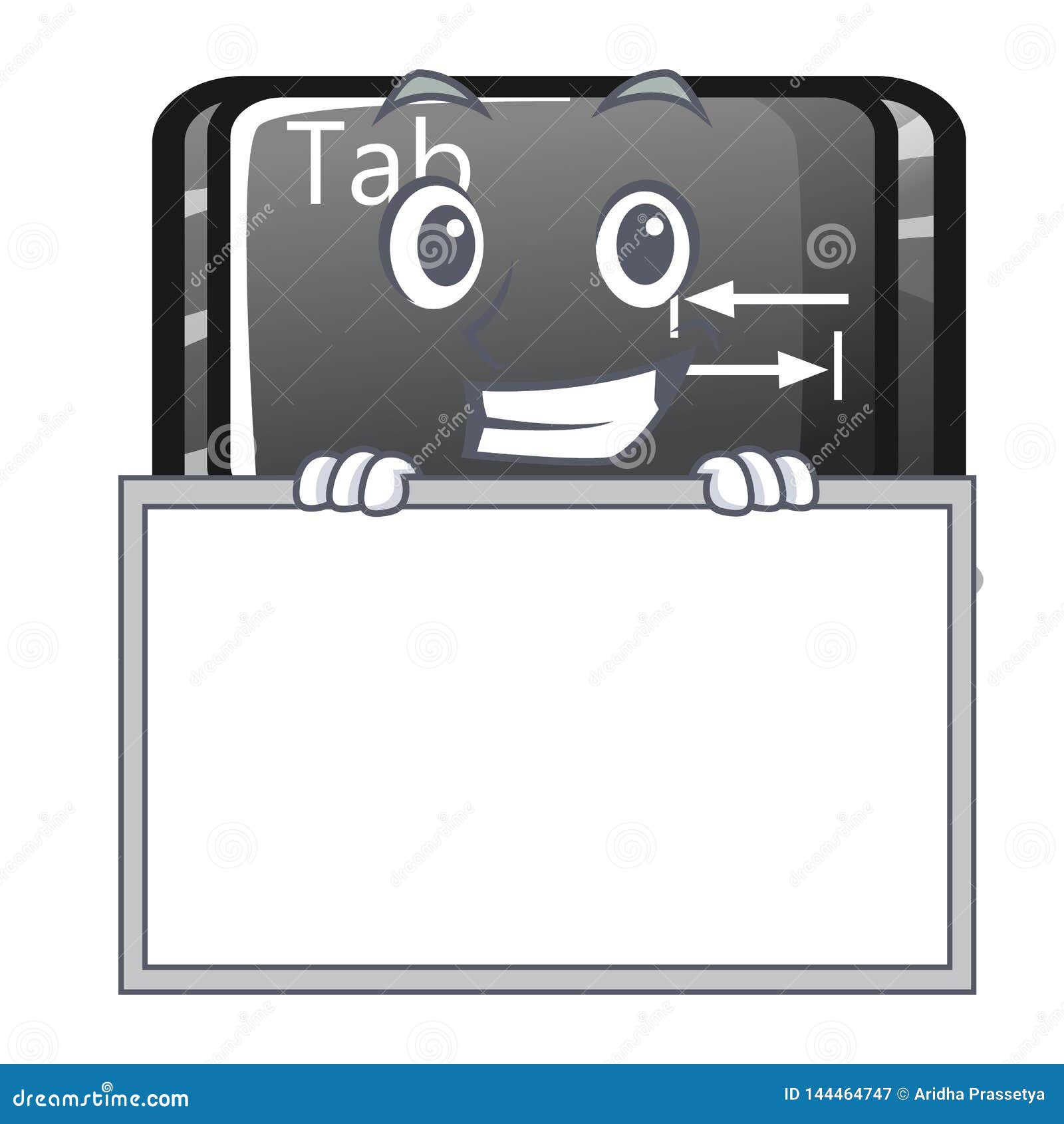 Grinning with Board Tab Button Installed on Computer Character Stock ...
