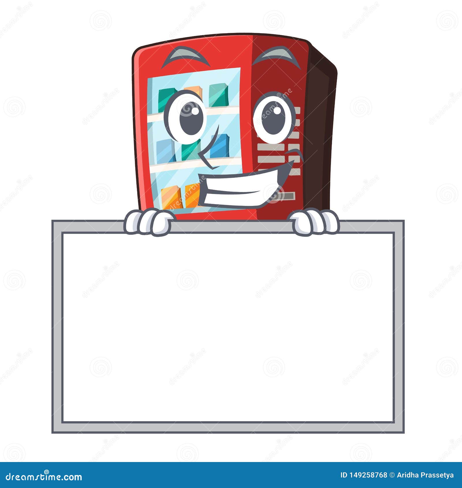 Grinning with Board Vending Machine in the Cartoon Shape Stock Vector ...