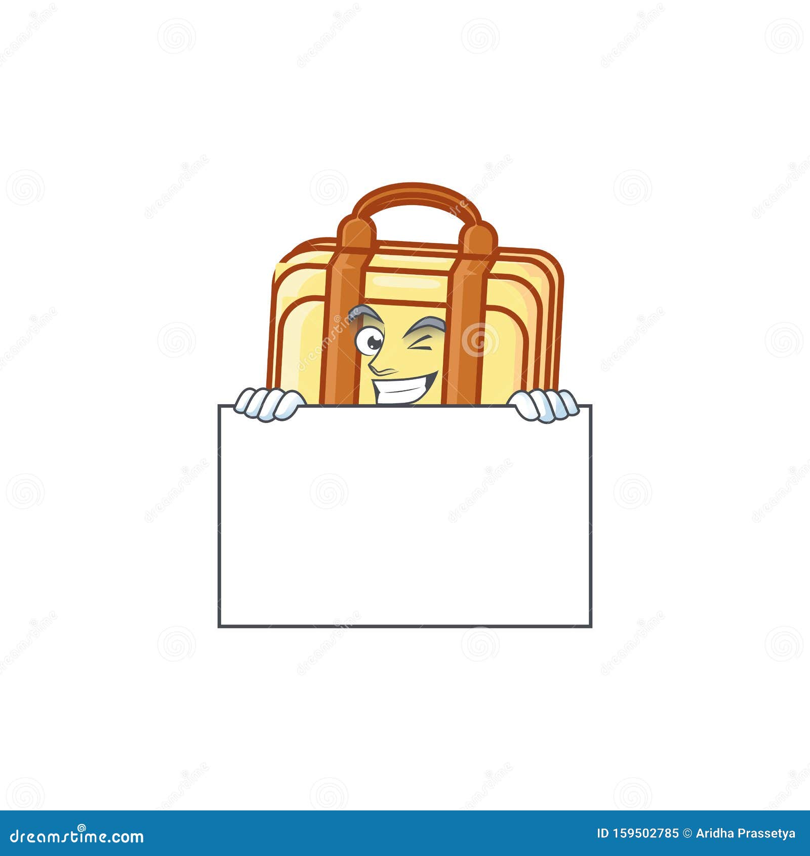 Grinning with Board Work Suitcase Cartoon for Materials Work Stock ...