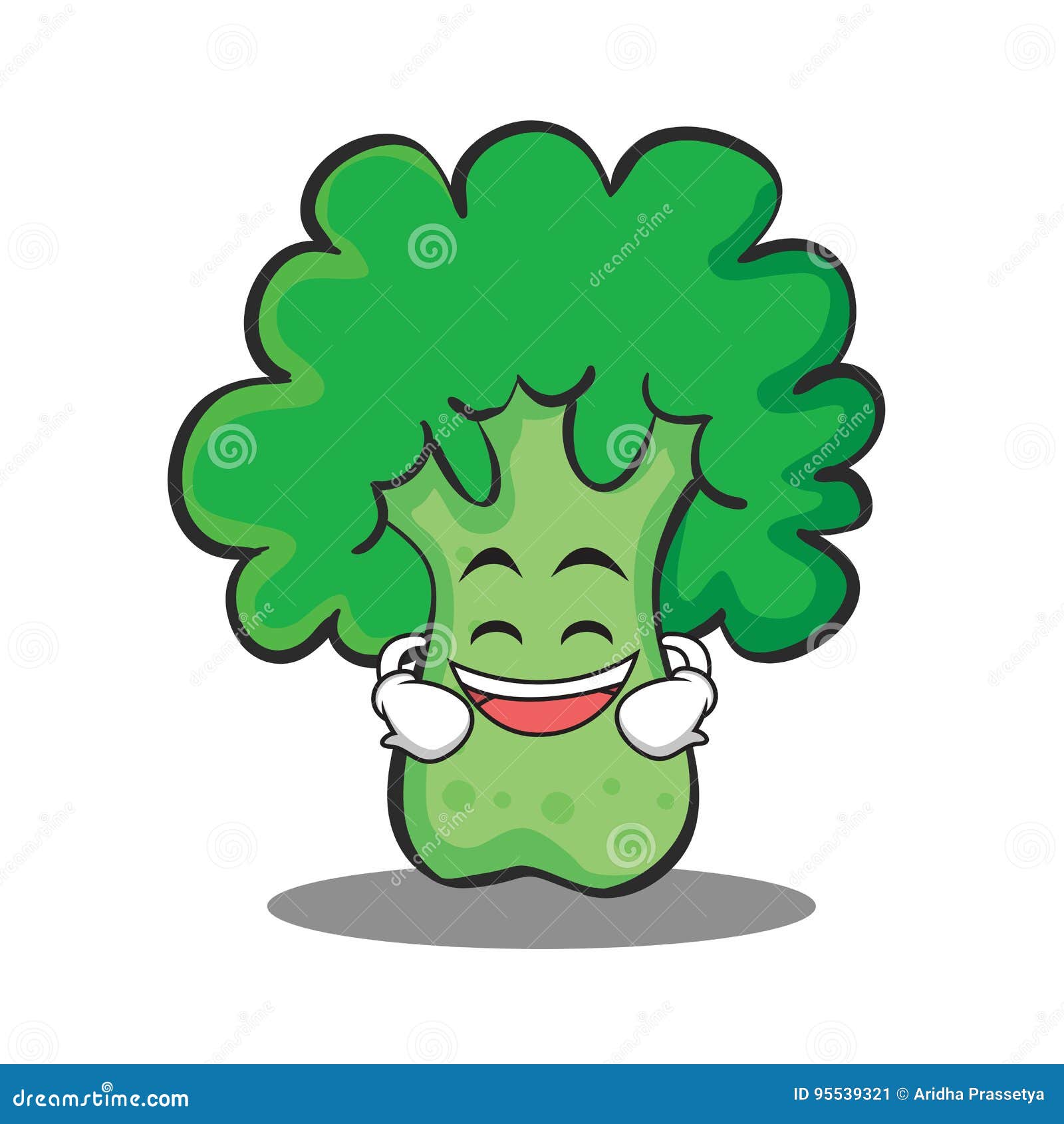 Grinning Broccoli Character Cartoon Style Stock Vector - Illustration ...
