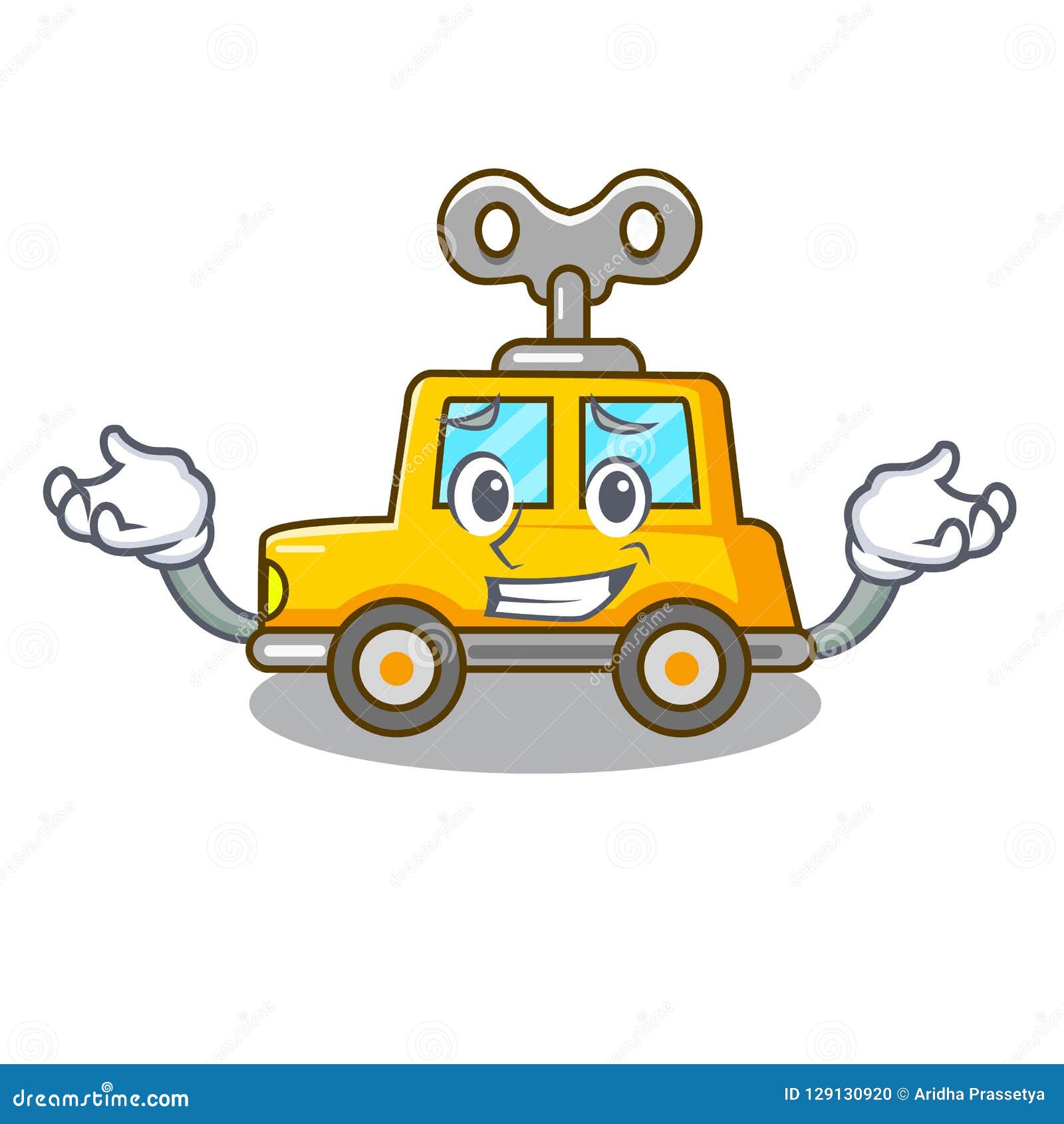 Grinning Cartoon Clockwork Toy Car in Table Stock Vector - Illustration ...