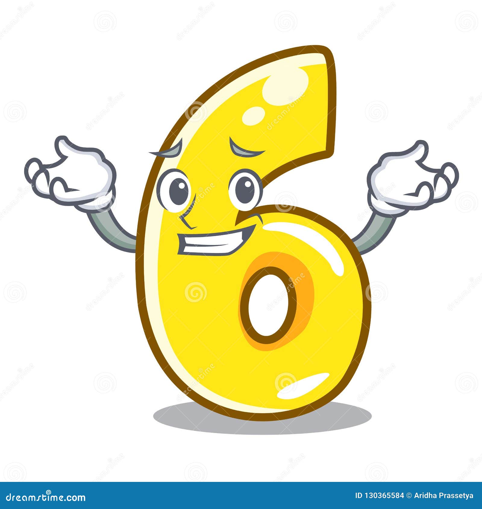 Grinning Cartoon Number Six on the Road Stock Vector - Illustration of ...