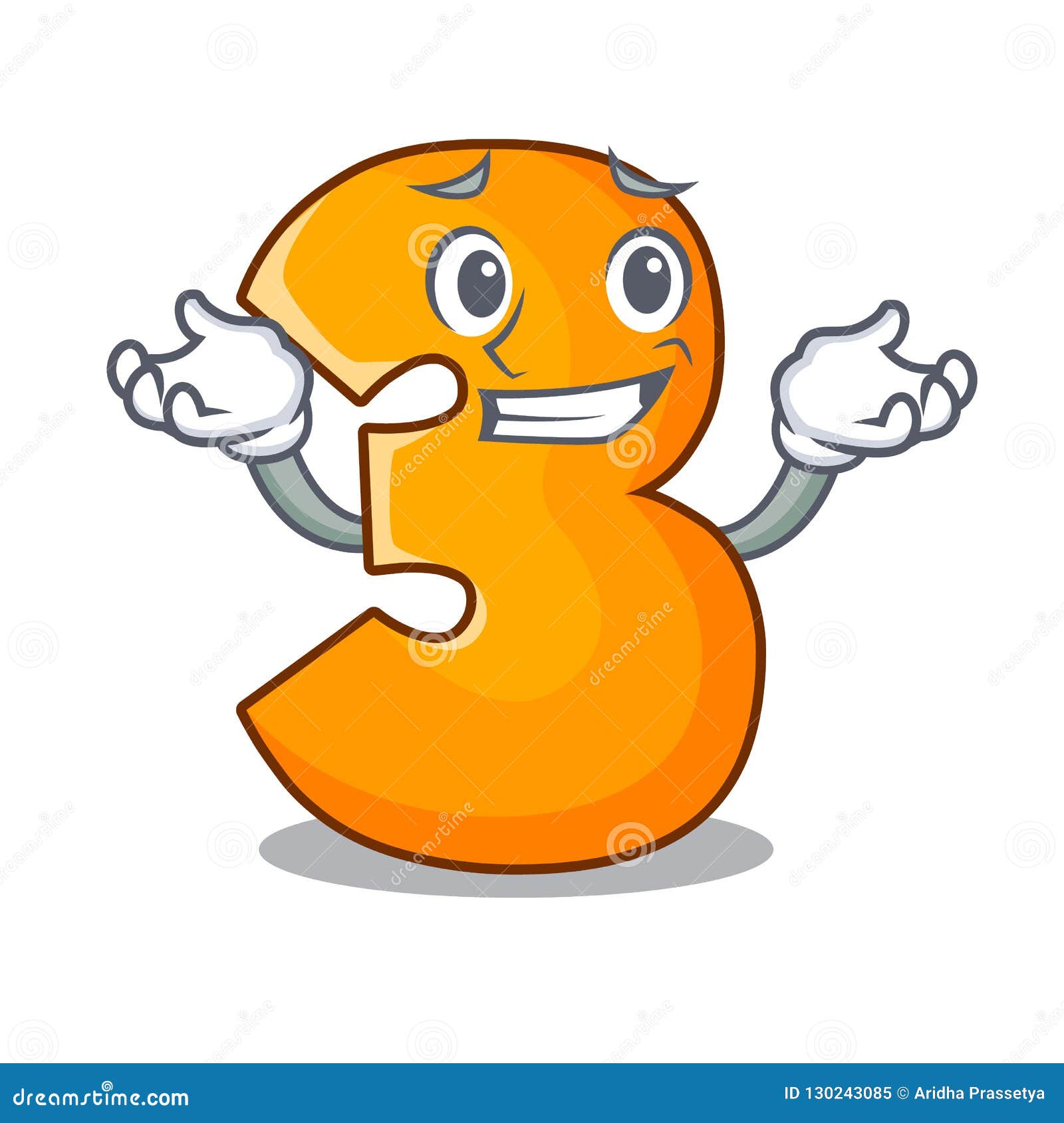 Grinning Cartoon Number Three on the Wall Stock Vector - Illustration ...