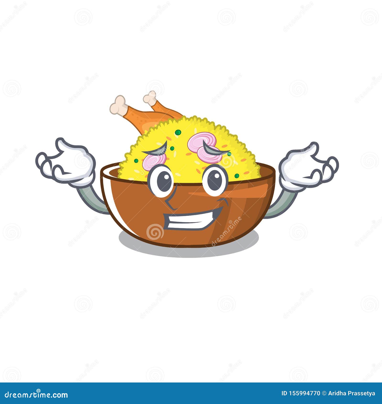 Grinning Chicken Biryani Cooked in Character Skillet Stock Vector ...