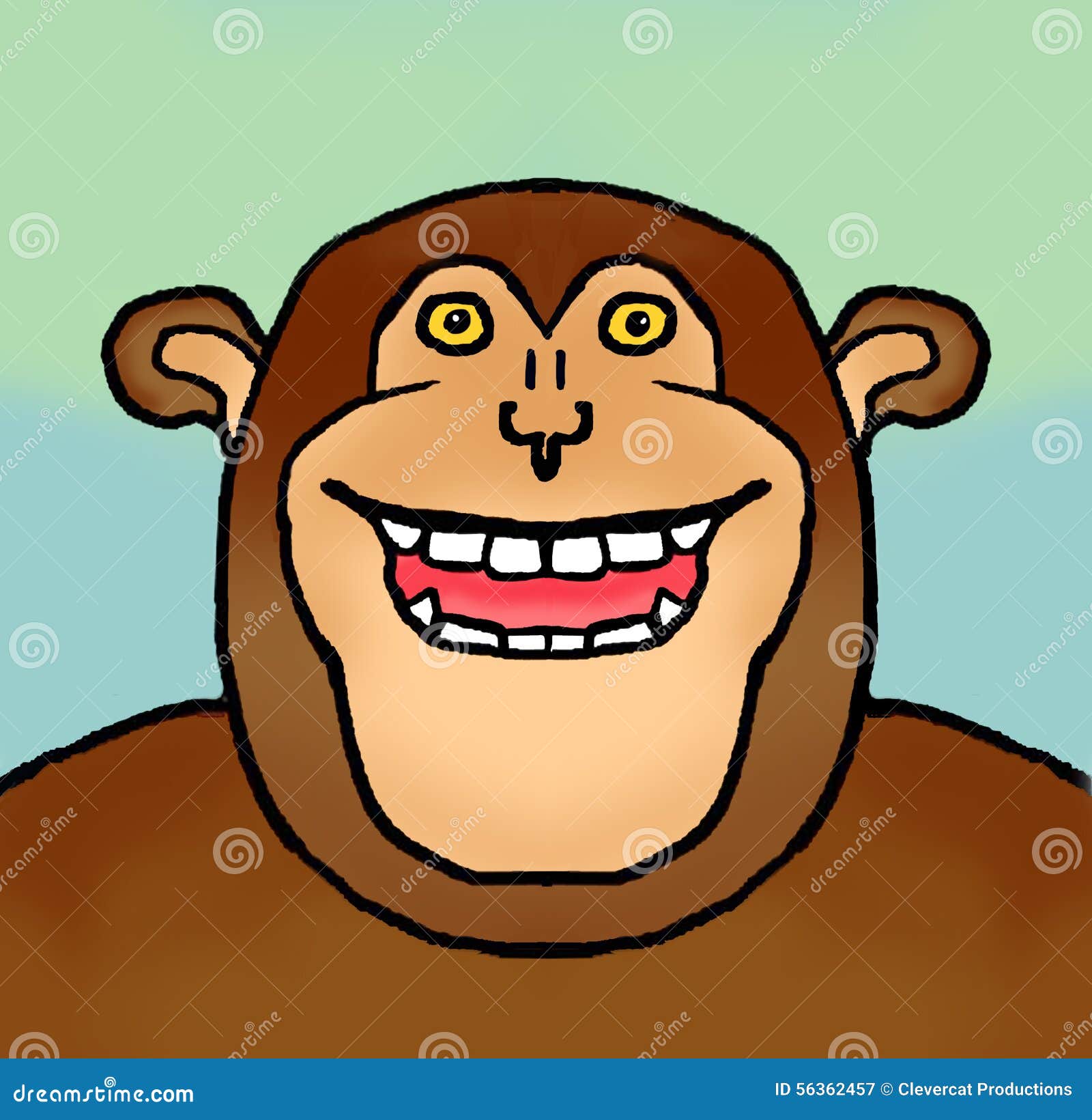 Grinning Chimpanzee stock illustration. Illustration of humorous - 56362457