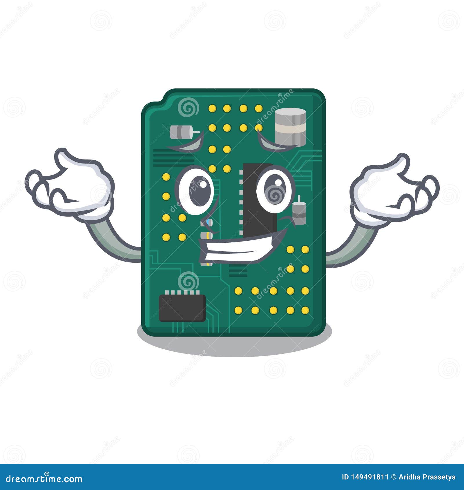 Grinning Circuit Board Pcb in Cartoon Shape Stock Vector - Illustration ...