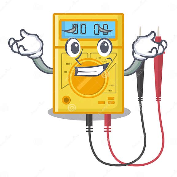 Grinning Digital Multimeter Isolated with the Character Stock Vector ...