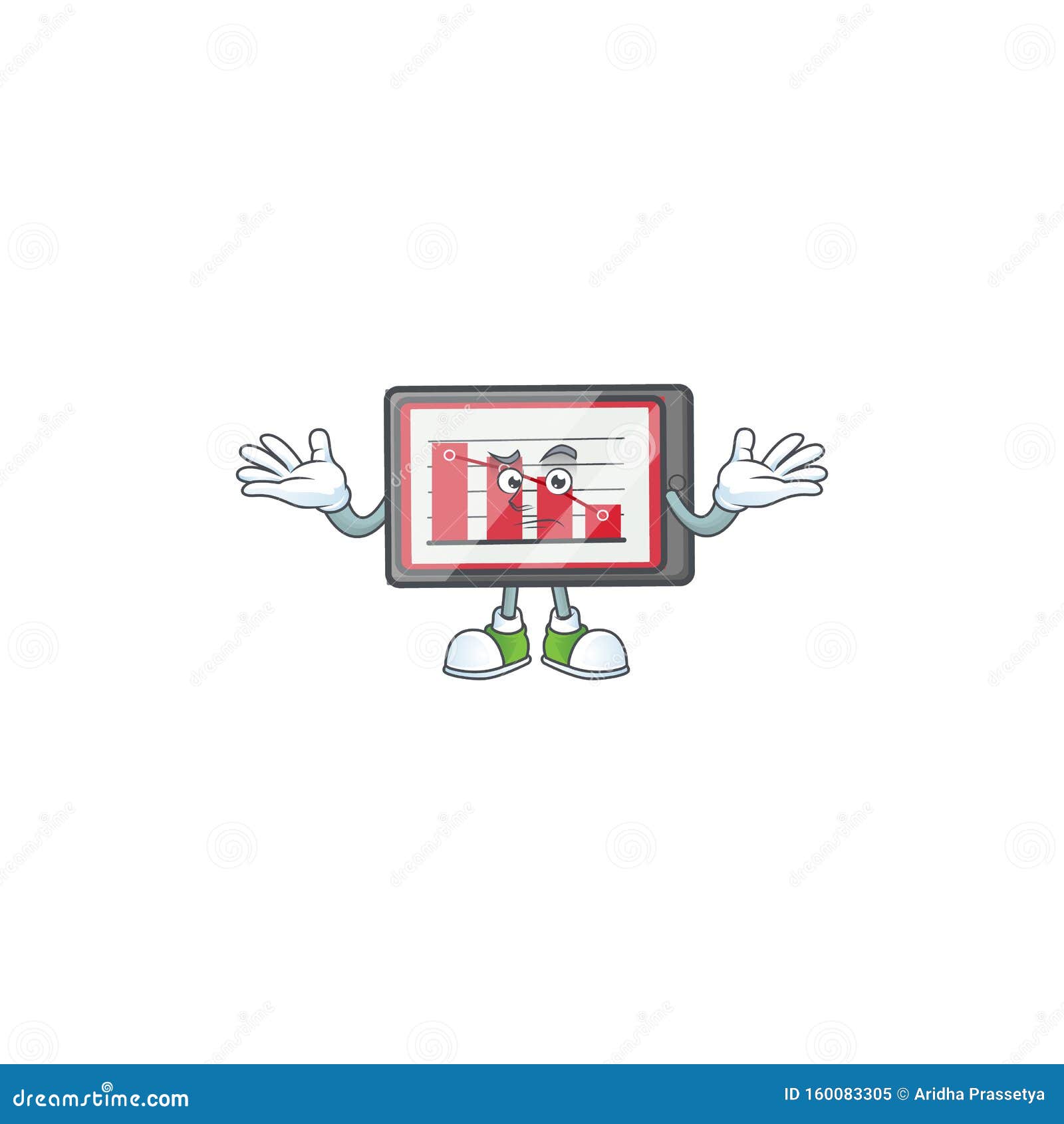 Grinning Down Chart Horizontal Table in Cartoon Character. Stock Vector ...