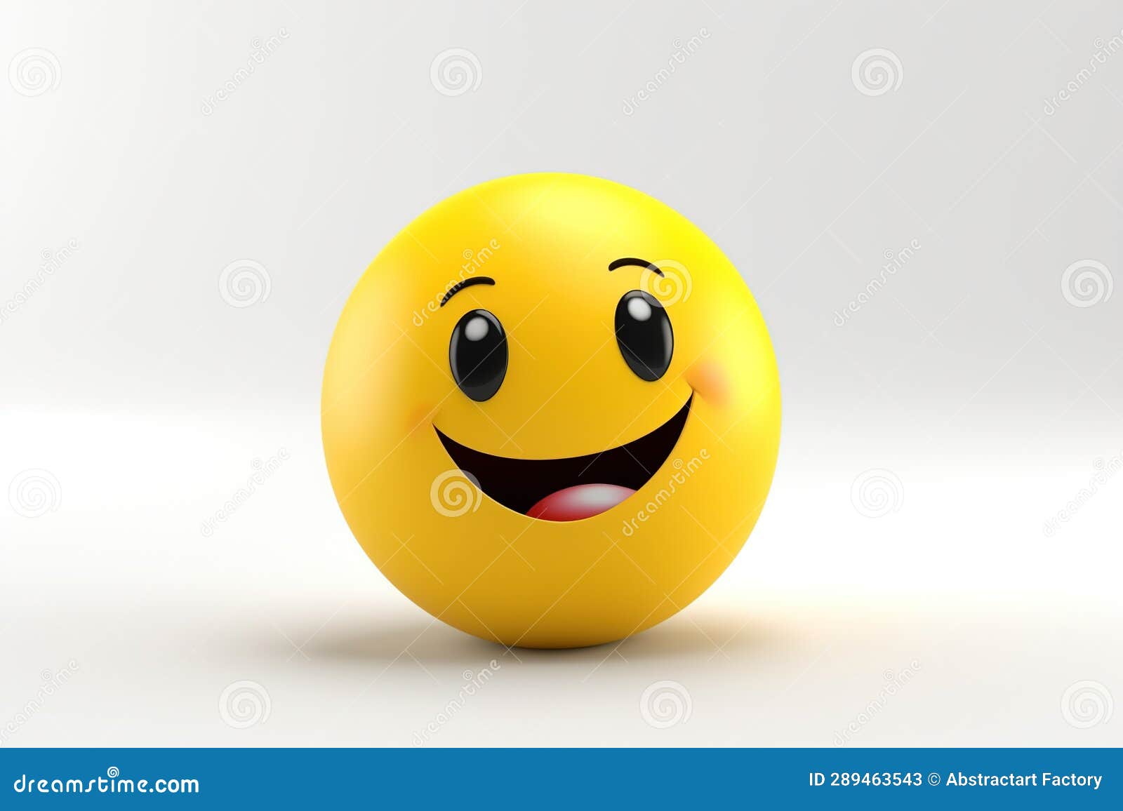 A Grinning Emoji Created in 3D, Set Against a Softly Blurred White ...
