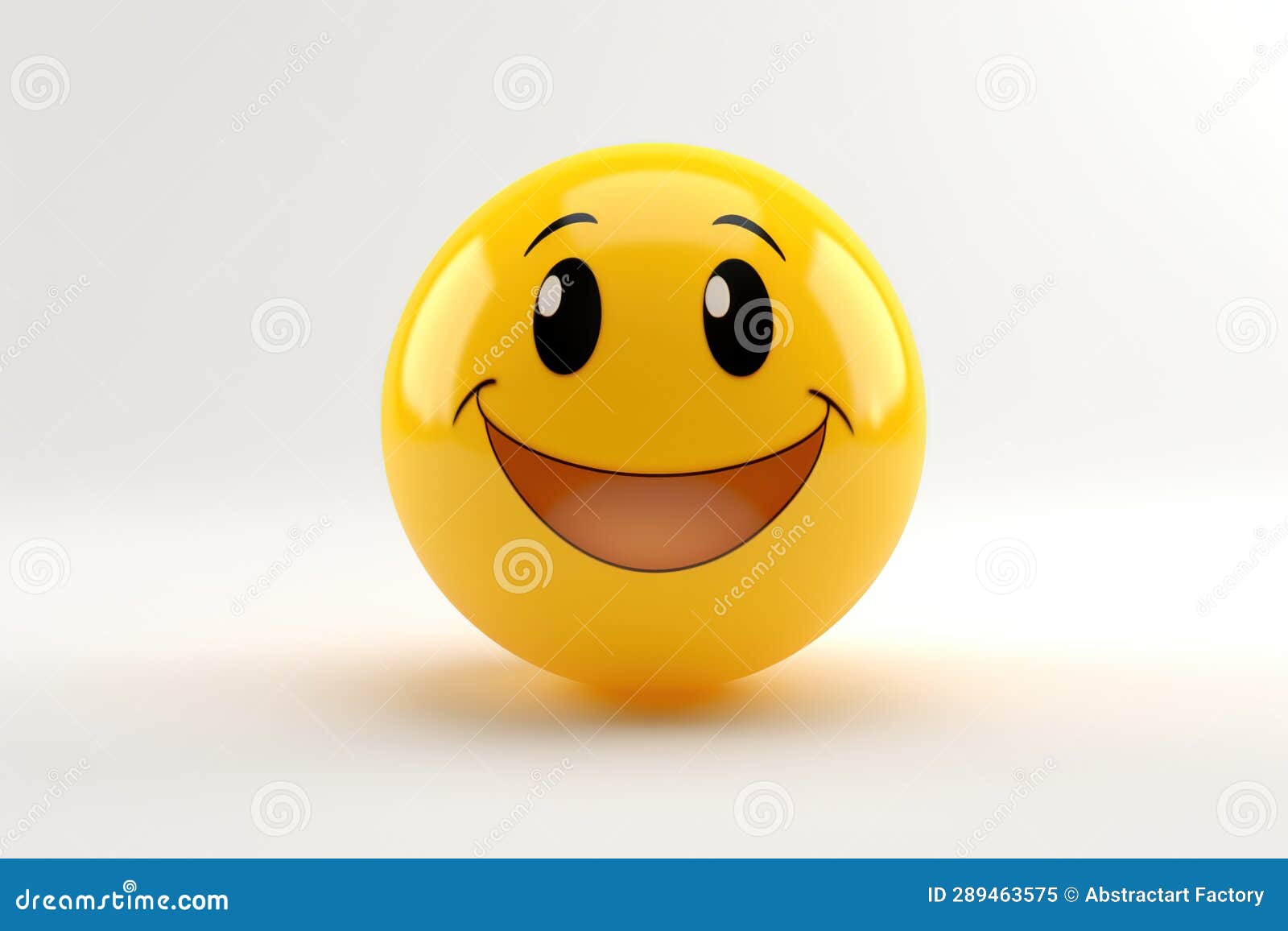 A Grinning Emoji Created in 3D, Set Against a Softly Blurred White ...