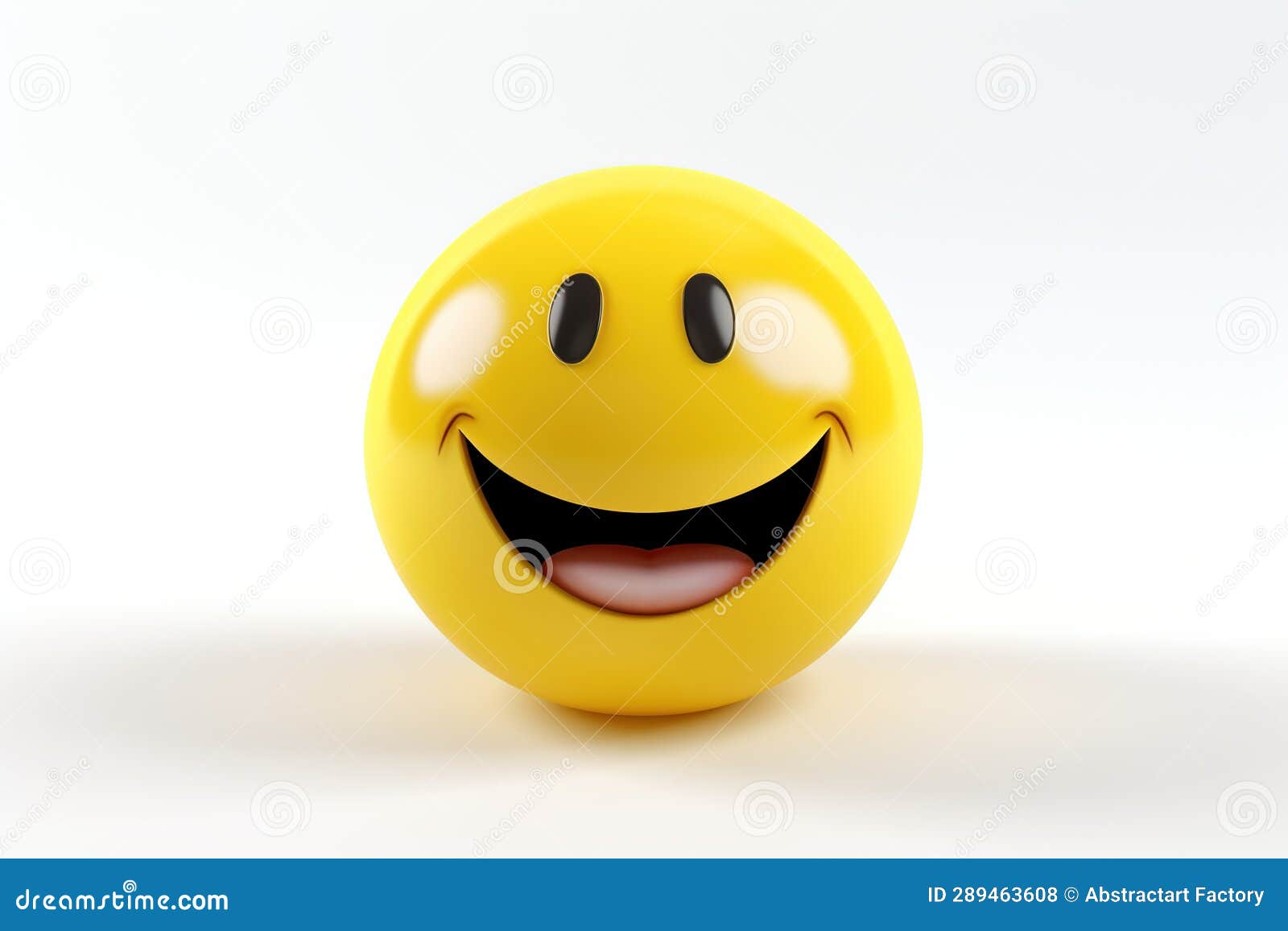 A Grinning Emoji Created in 3D, Set Against a Softly Blurred White ...