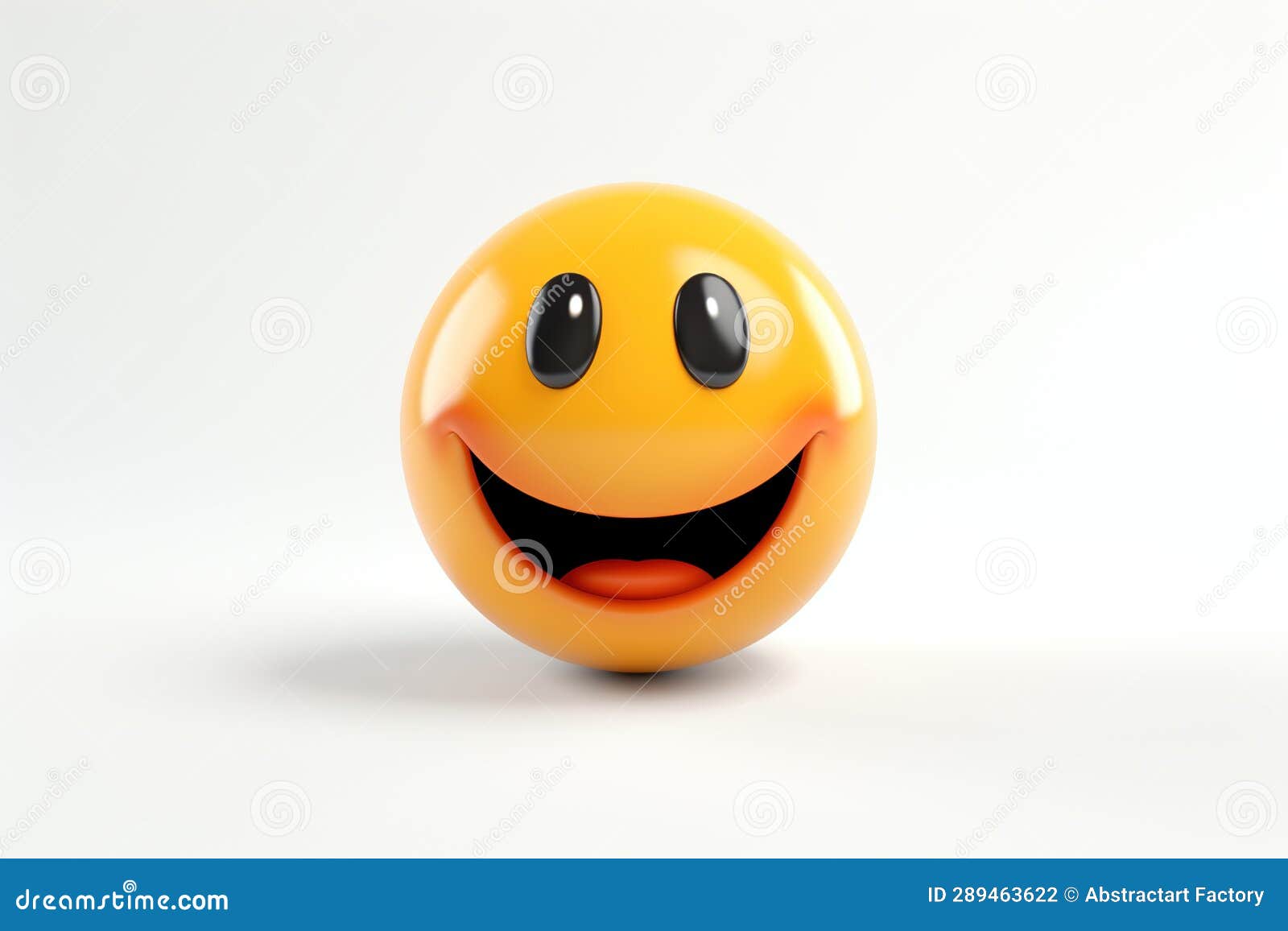 A Grinning Emoji Created in 3D, Set Against a Softly Blurred White ...