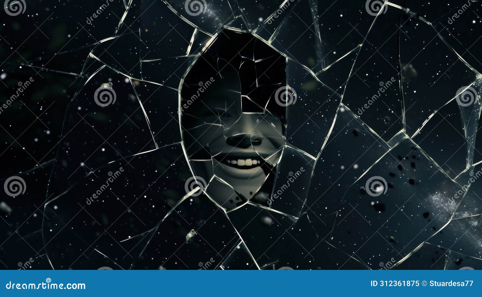 Grinning Glimpse through Cracked Cosmos Stock Illustration ...
