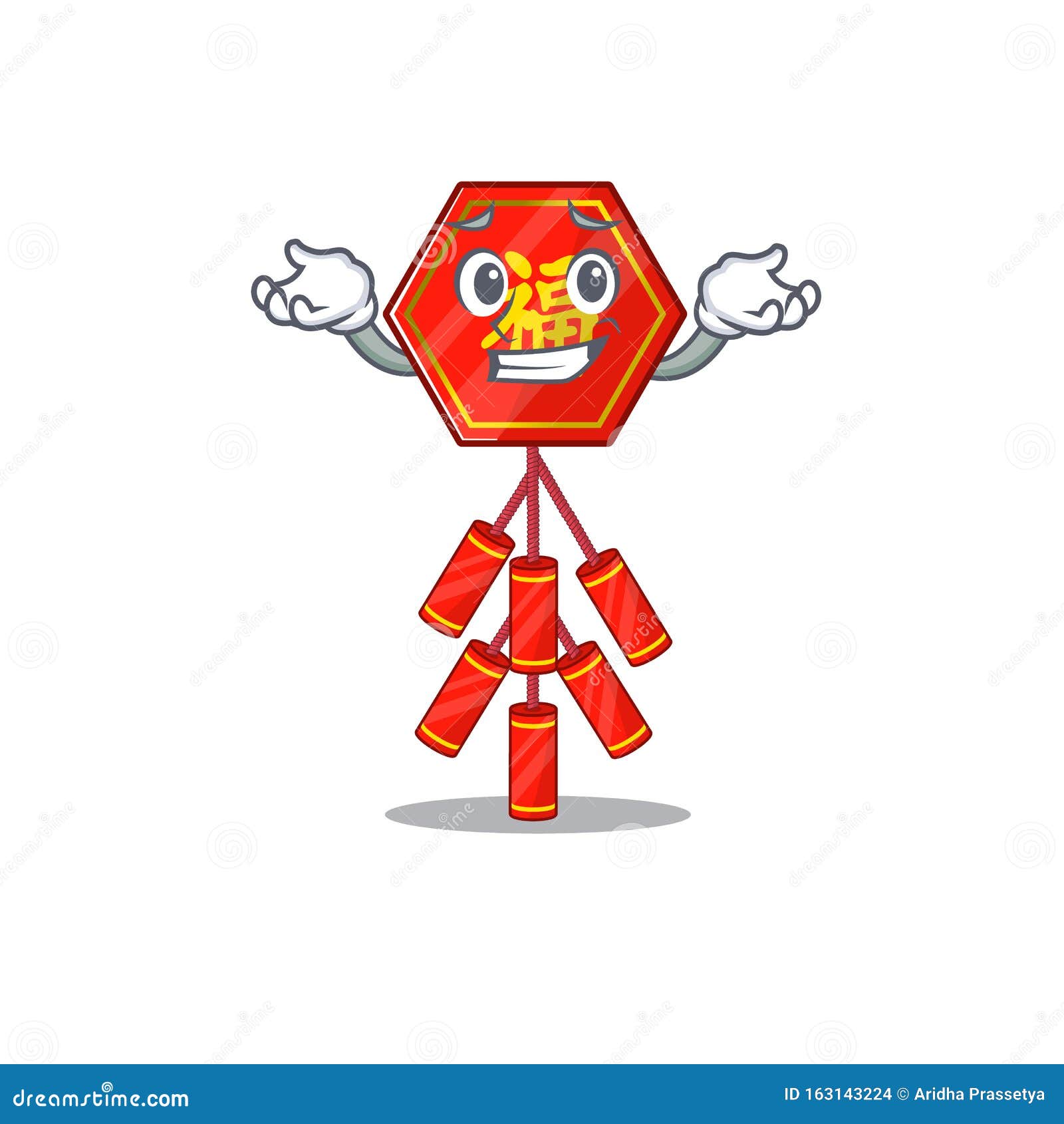 Grinning Illustration Character Chinese Firecracker Cartoon Shape Stock ...
