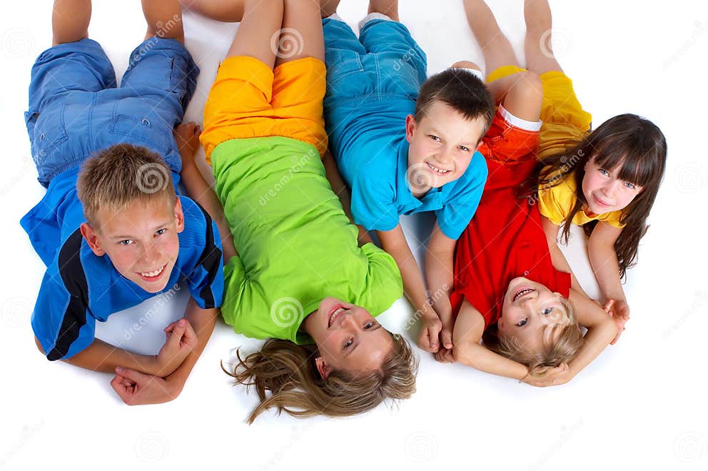 Grinning kids stock image. Image of friends, indoors, happy - 2989797