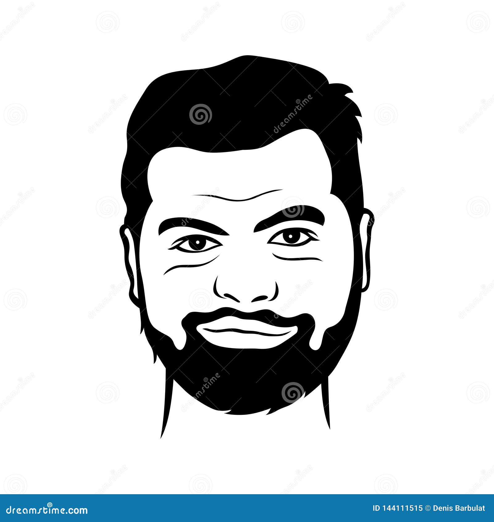 Grinning man with a beard stock vector. Illustration of people - 144111515