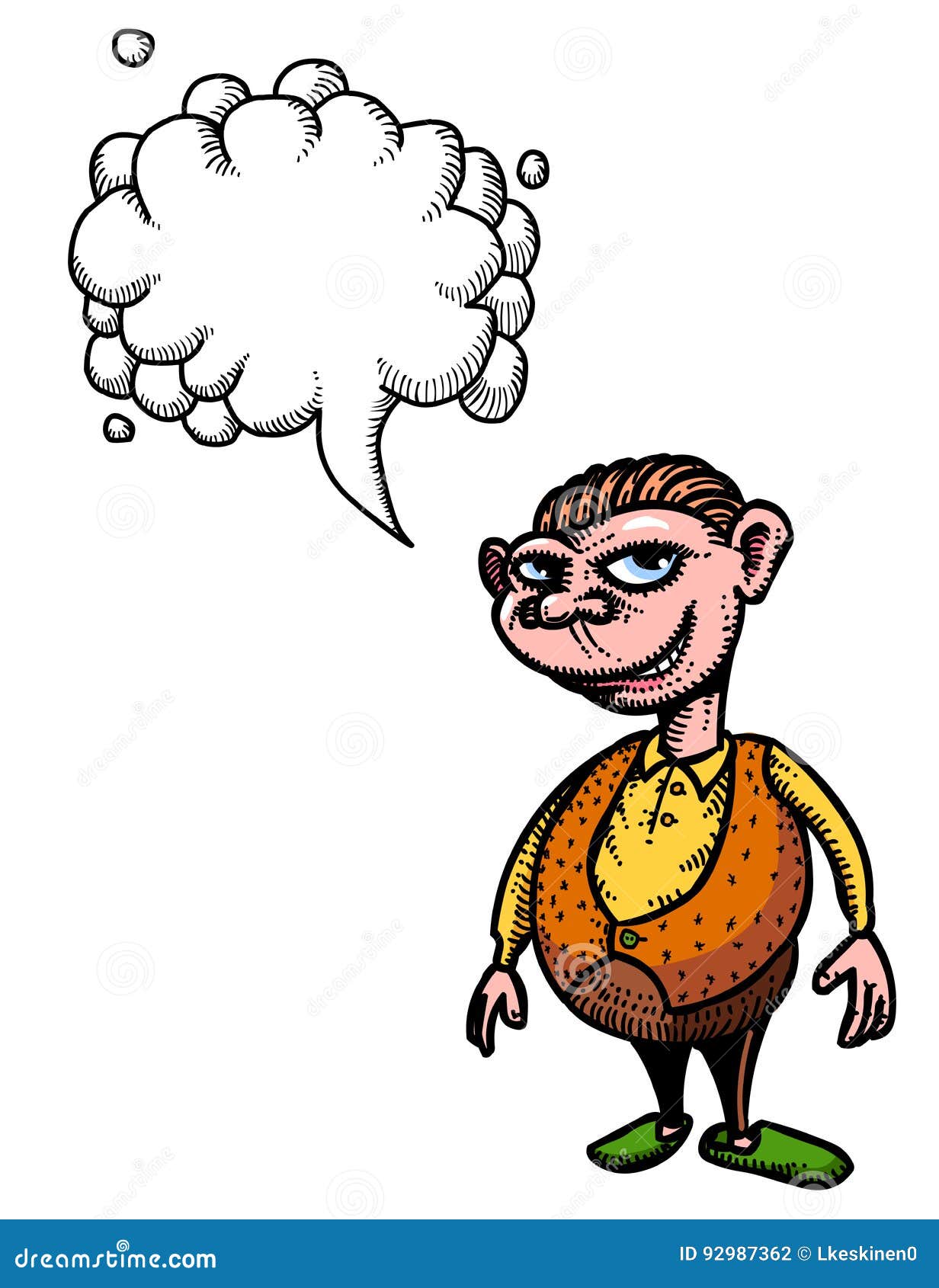 Grinning man-100 stock vector. Illustration of freehand - 92987362