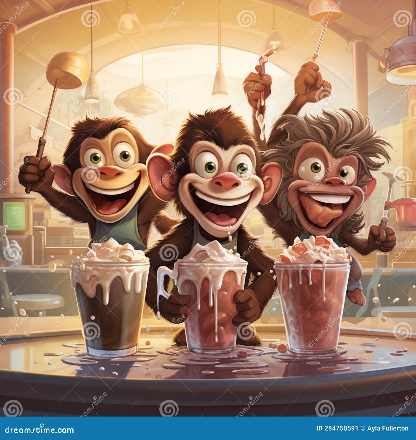 Grinning Monkey S Making Milkshakes Stock Illustration - Illustration ...