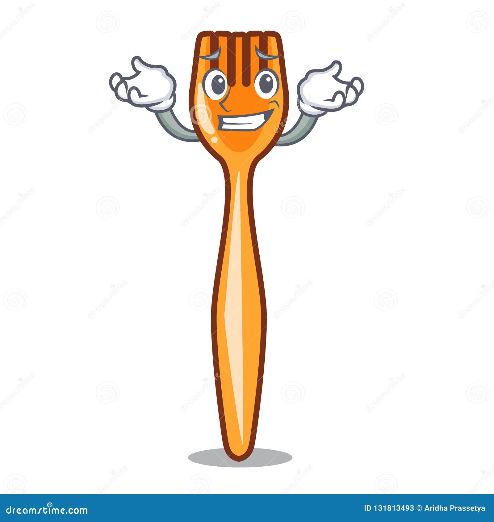 Grinning Plastic Fork Cartoon with the Isolated Stock Vector ...