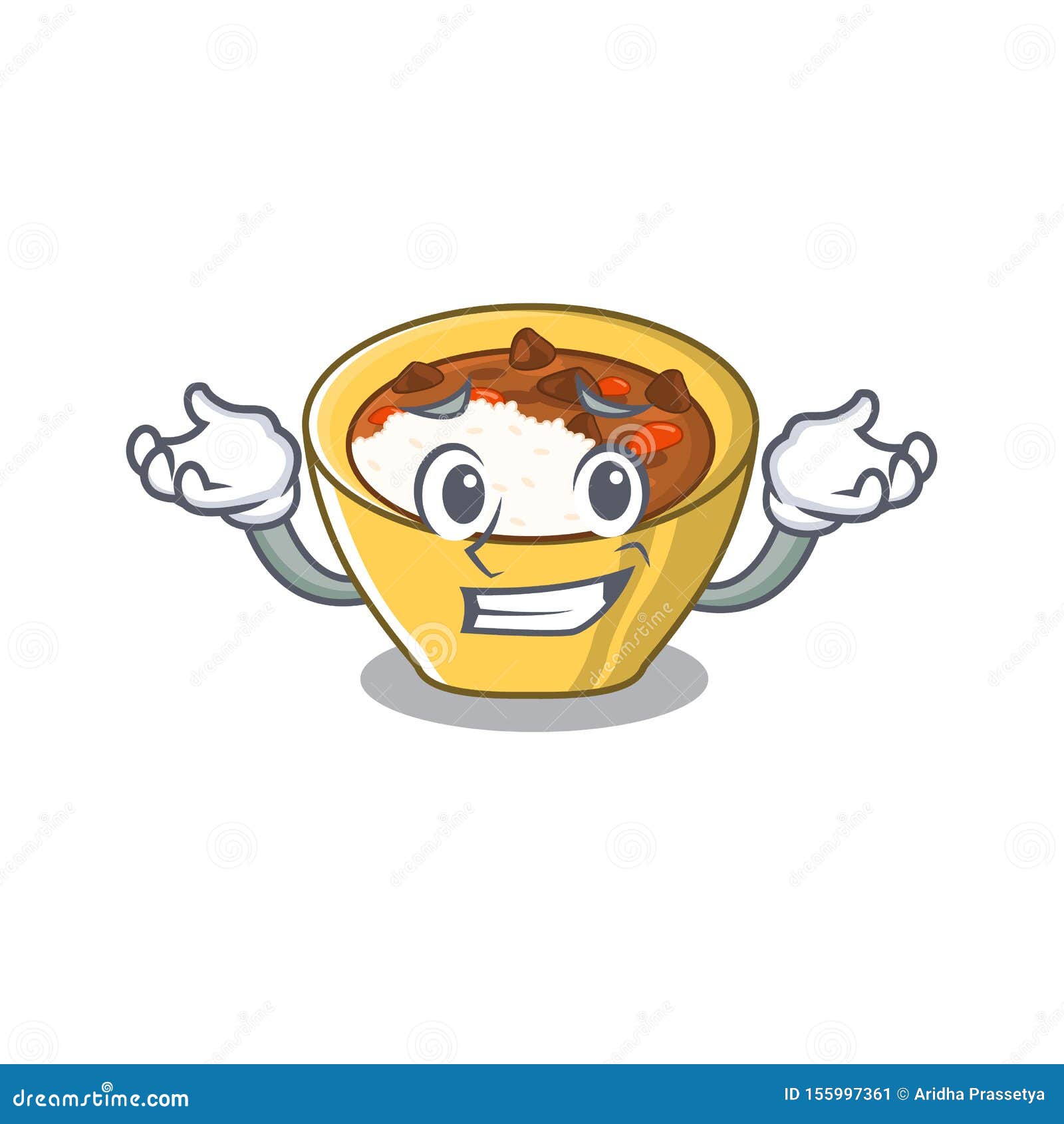 Grinning Rice Curry Isolated with the Cartoon Stock Vector ...