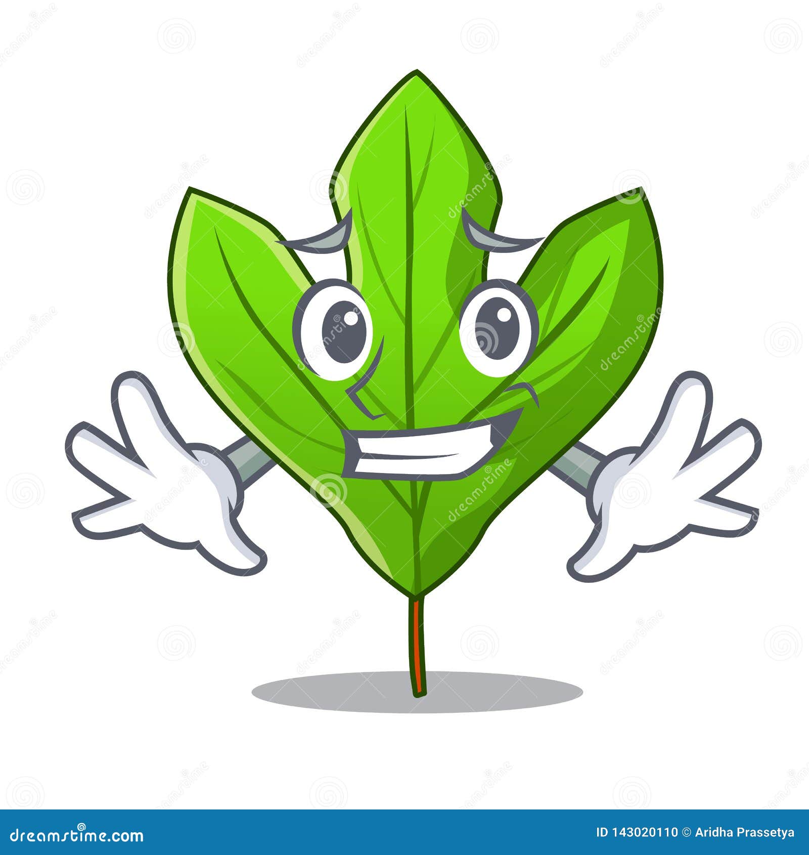 Grinning Sassafras Leaf in the Cartoon Stem Stock Vector - Illustration ...