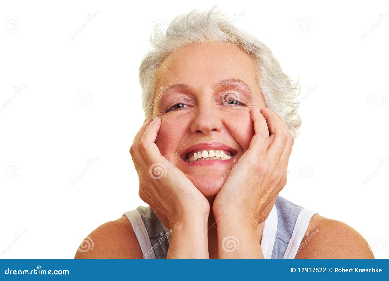 Grinning senior woman stock photo. Image of lean, grin - 12937522
