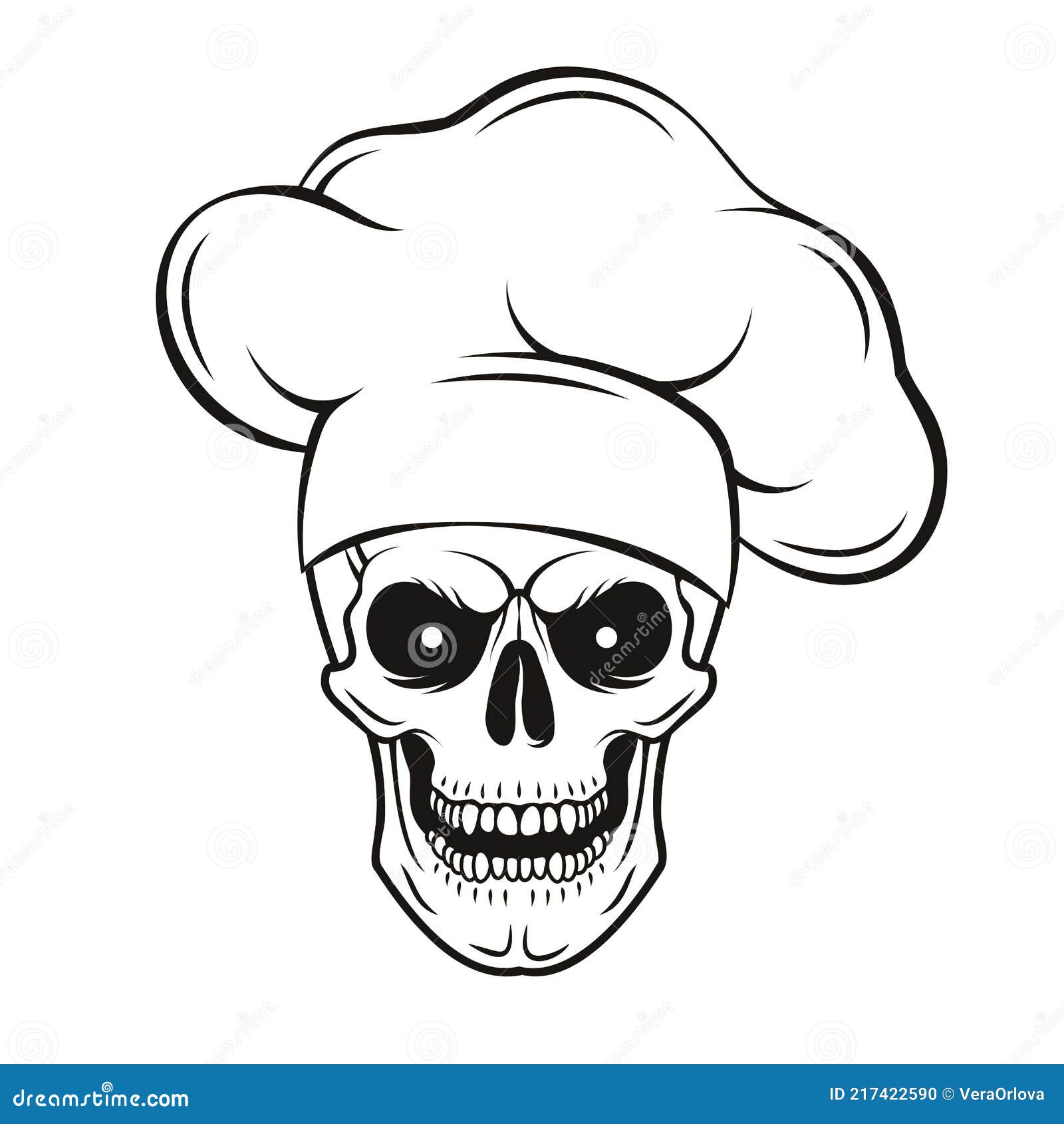 Grinning Skull in Chef Hat. Cartoon Chef Skull Stock Vector ...