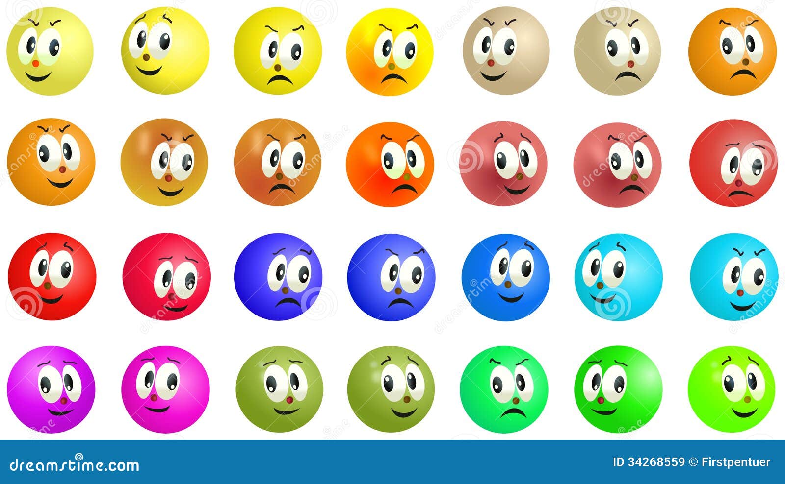 Grinning and Smiling Colored Balls Faces Stock Illustration ...