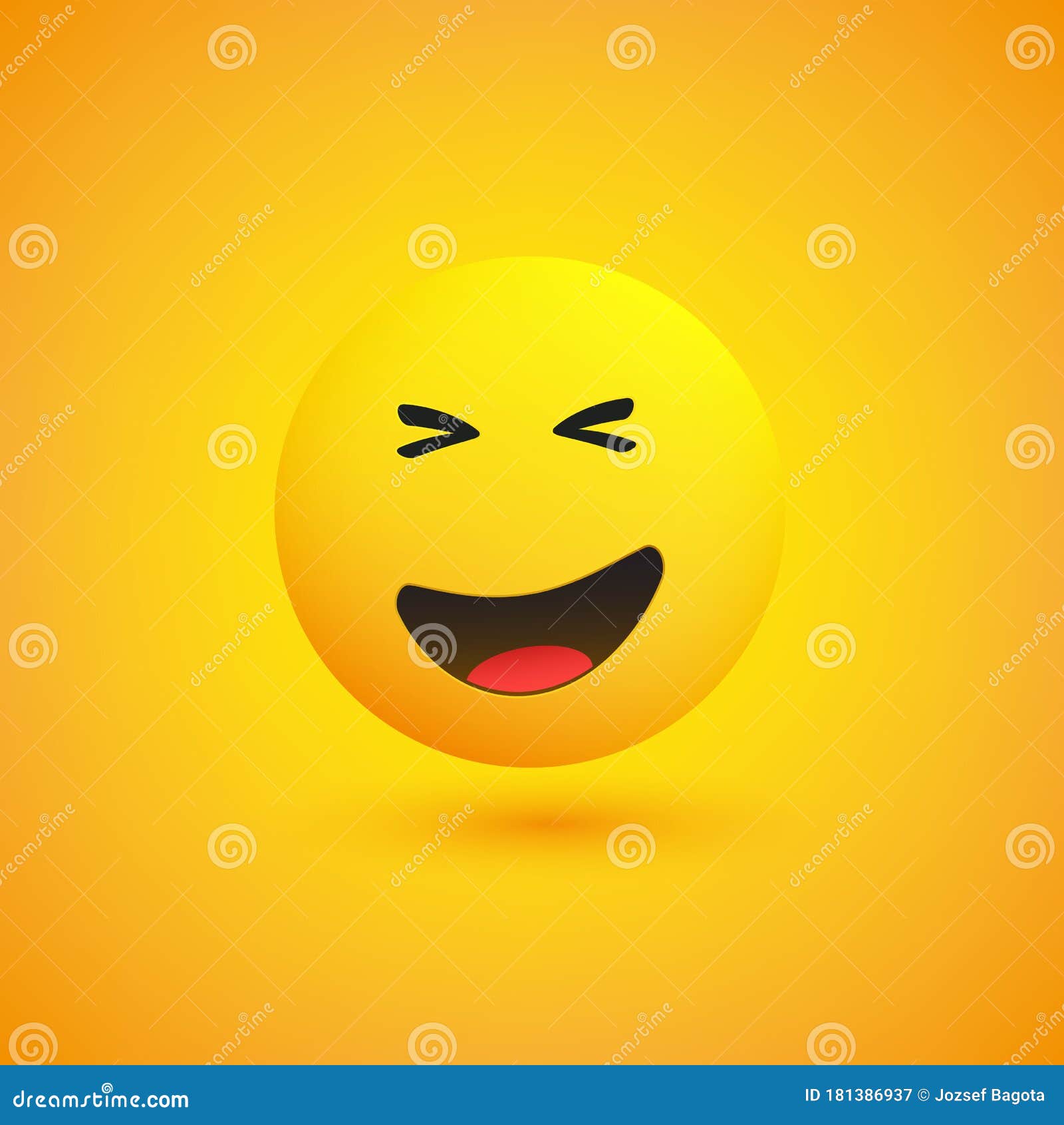 Grinning, Squinting Emoji - Simple Emoticon on Yellow Background ...