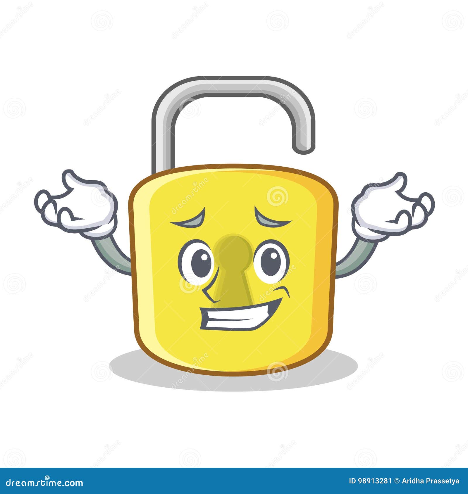 Grinning Yellow Lock Character Mascot Stock Vector - Illustration of ...