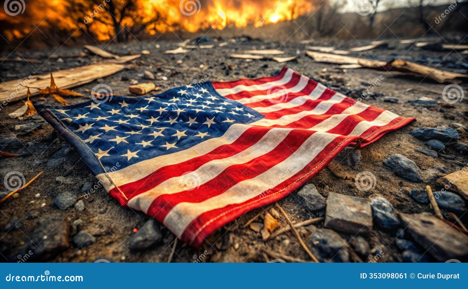 A Gripping WormsEye View of a Burning Flag a Powerful Metaphor for Wars ...
