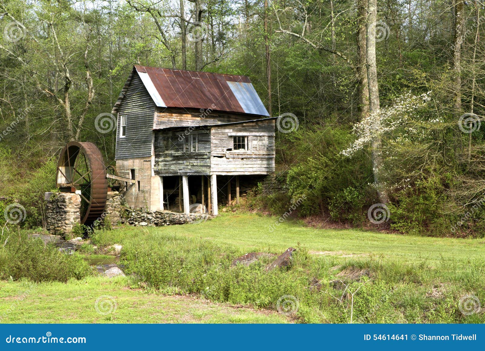 Grist Mill in the Edge of the Forest Stock Image - Image of nature ...