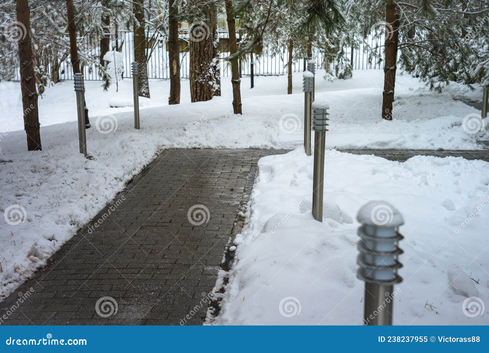 Gritted with Salt Tiled Path Stock Image - Image of slippery, path ...
