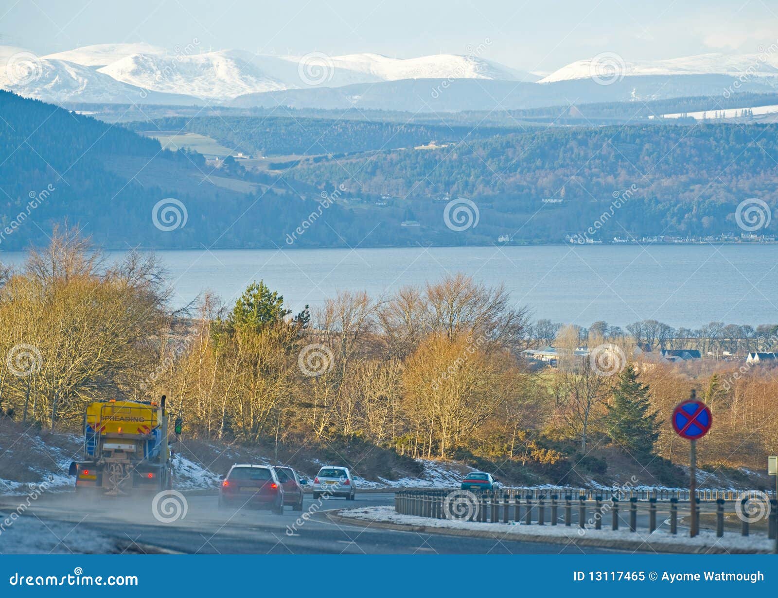 Gritting the Road North with Salt and Sand. Stock Image - Image of ...