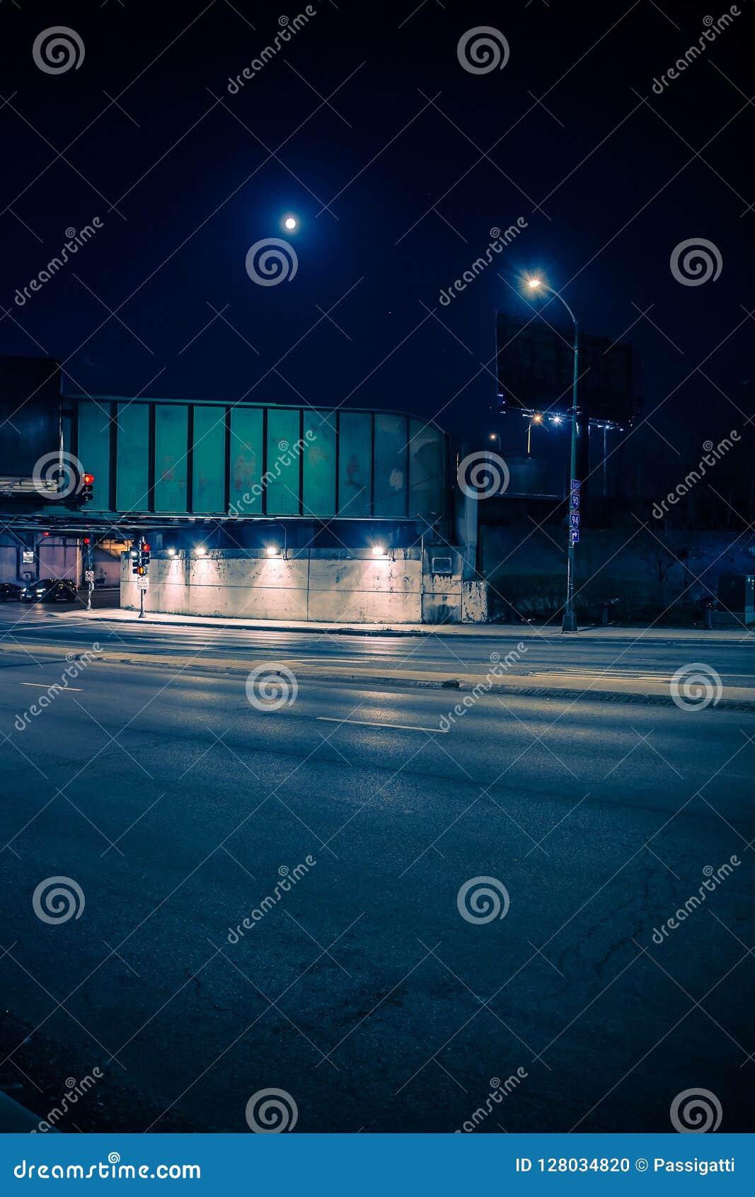 Gritty Dark Chicago Train Bridge Underpass at Night Stock Photo - Image ...