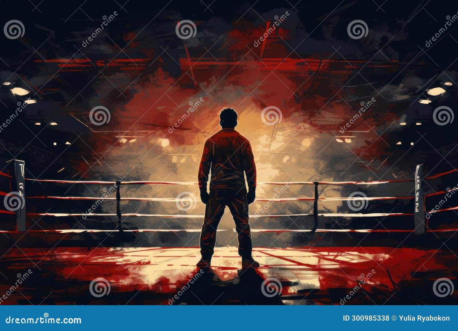 Gritty Man Boxing Ring Lights. Generate Ai Stock Photo | CartoonDealer ...
