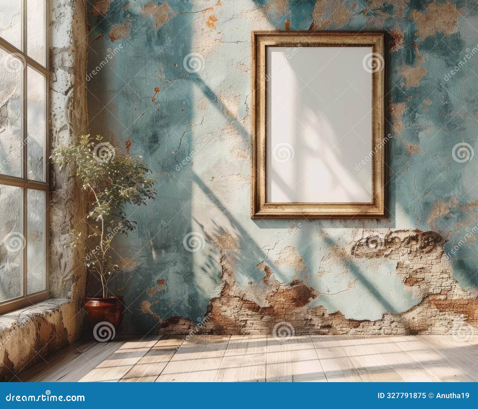 Gritty Urban Loft Wall Decor with Frame Stock Illustration ...