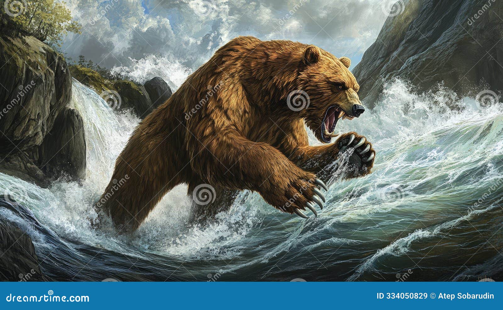 Grizzly Bear Hunting in Rapids Stock Image - Image of wild, claws ...